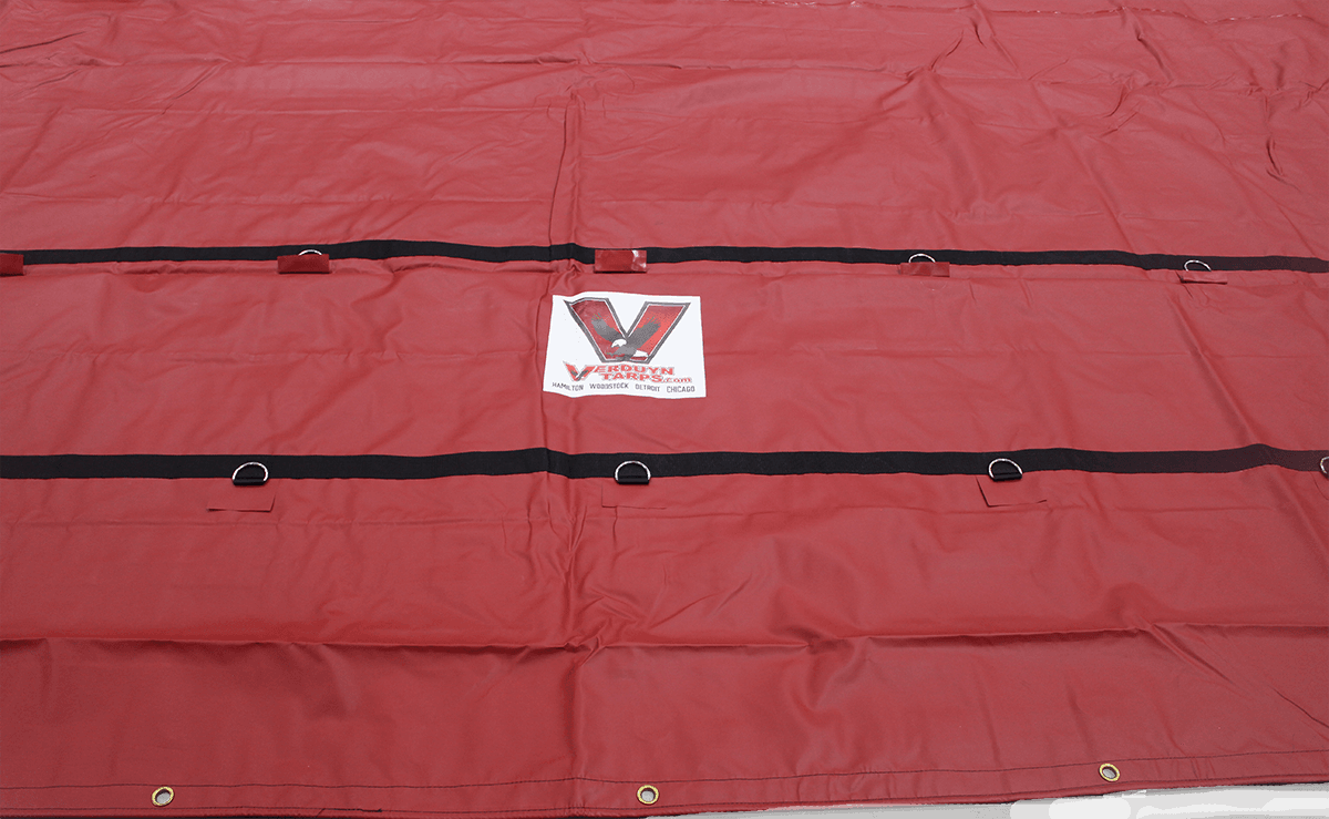 2 Piece Heavy Duty Steel Tarp Set - 16' x 27' (4' Drops + Flaps) Red ...